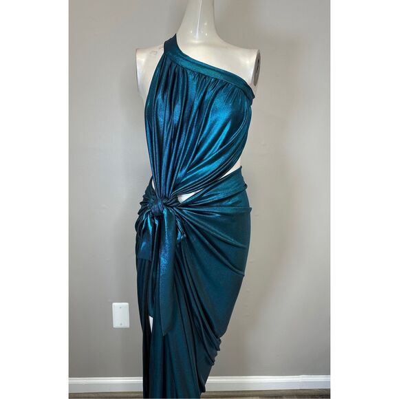 J.Angelique | Dresses | Jangelique Disa Dress In Teal Metallic Knit ...